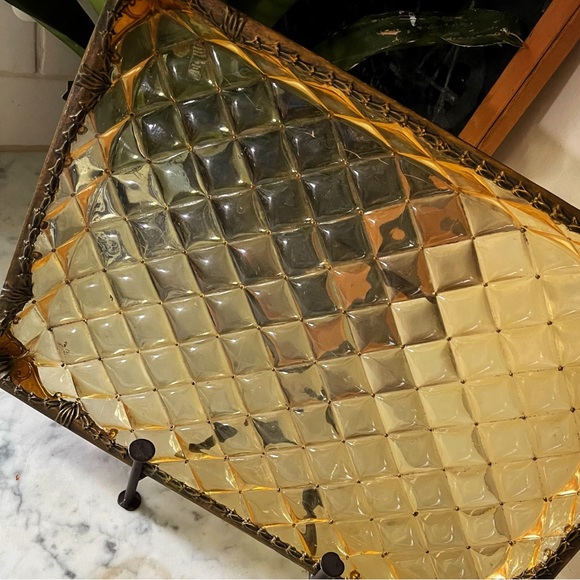 Bath | Vintage Amber Lucite Art Nouveau Style Quilted Pattern Mcm Tray ...